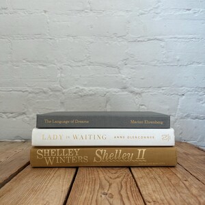 Tan White and Gray Book Stack, White Gray Tan Book Decor, Decorative ...