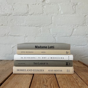 Custom Book Stack, White, Gray, Tan Books for Shelf Styling, Office ...