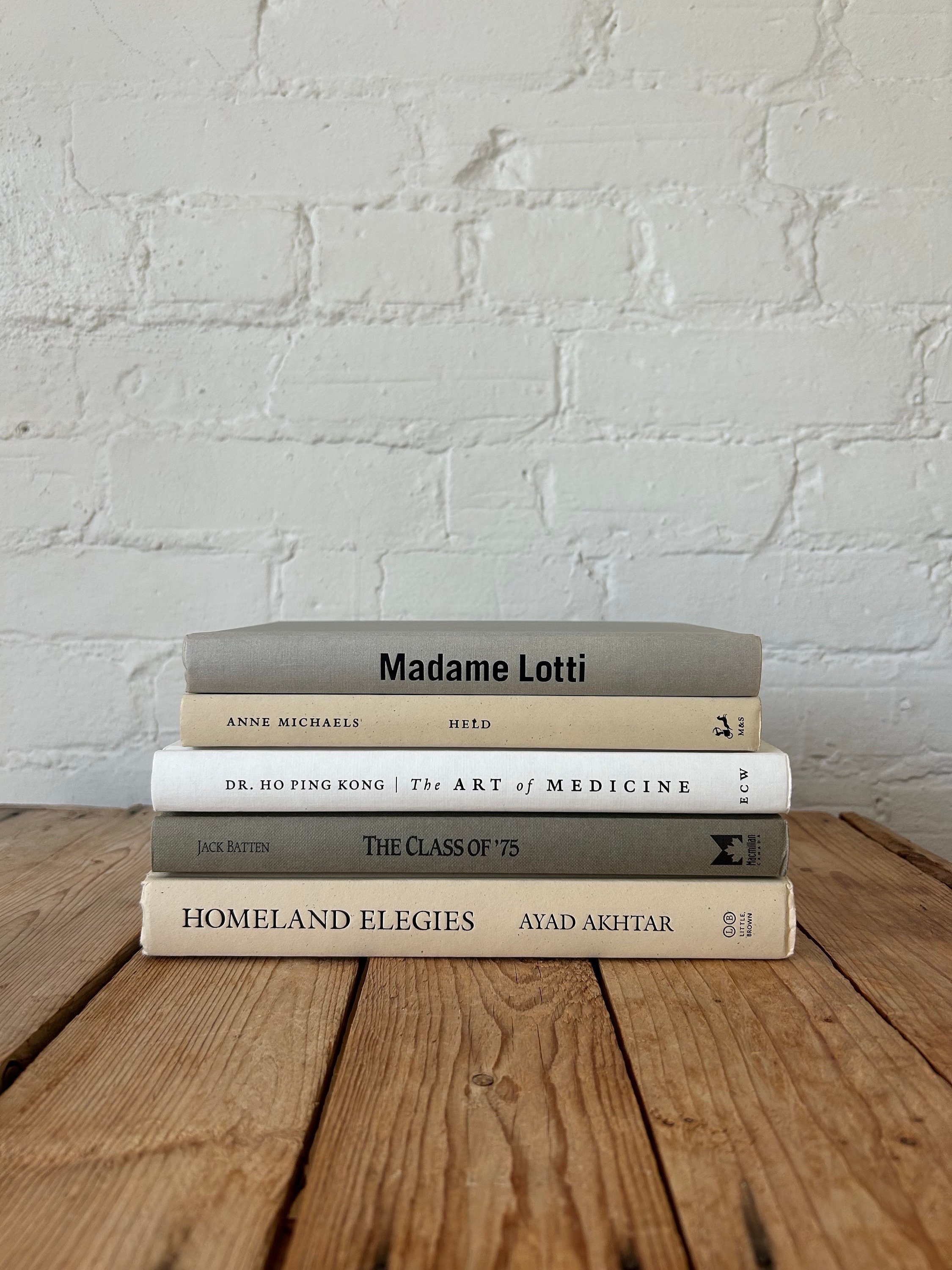 Custom Book Stack, White, Gray, Tan Books for Shelf Styling, Office ...