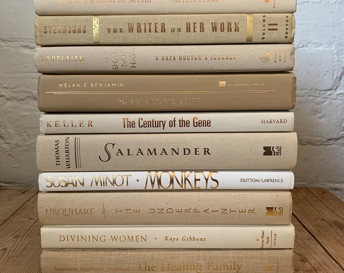 Green Grey Taupe Ivory Book Decor, Stacked Books, Prop Staging Books ...