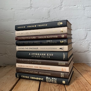 Black Brown and Beige Decor Books, Stacked Books, Office Shelf Decor ...