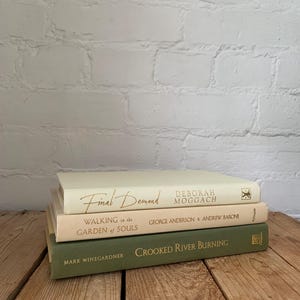 Ivory Cream and Green Book Stack, Curated Styling Book Set for ...