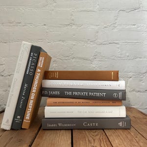 Brown White Gray Book Stack for Interior Design, Office Bookshelf Decor ...