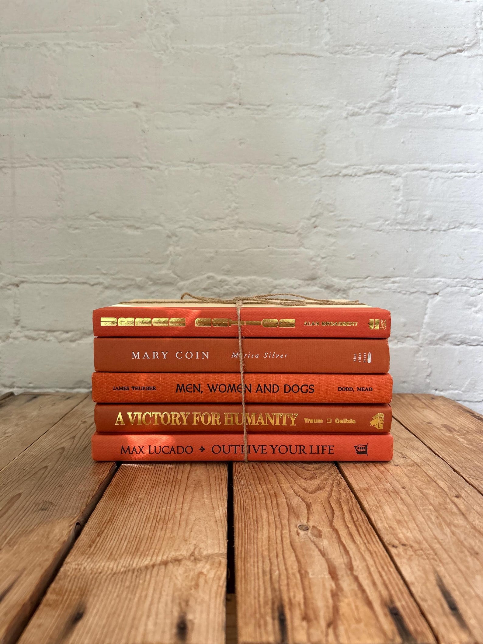Orange Book Stack, Orange Book Decor, Decorative Display Books, Books ...