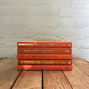 Orange Book Stack, Orange Book Decor, Decorative Display Books, Books ...