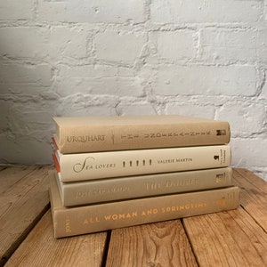 Cream Tone Book Stack, Ivory Book Decor, Cream and Ivory Decorative ...