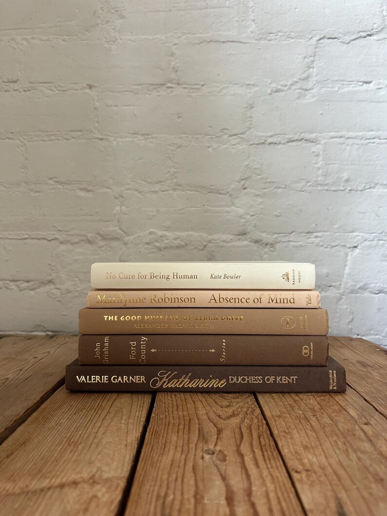 Brown Ombré Book Stack, Monochromatic Decor Books With Brown Beige ...