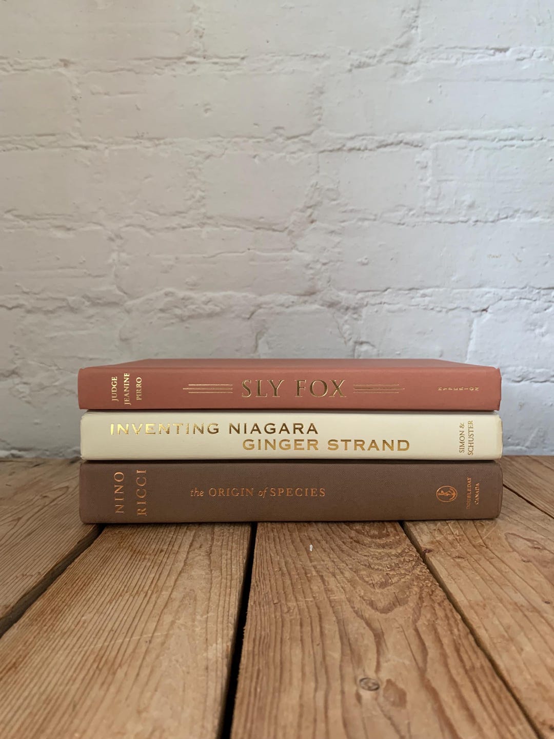 Blush Book Stack, Pink and Brown Toned Bookshelf Decor, Stacked Books ...