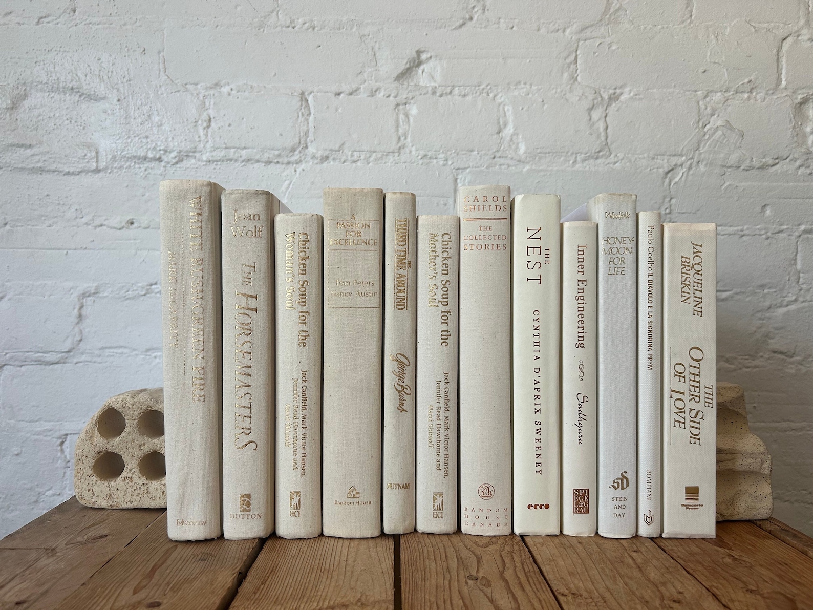 Ivory Staging Books, Decorative Book Stack, Vintage Books for Shelf ...