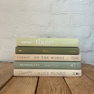 Earthy Book Stack, Beige and Green Staging Books, Decorative Book Stack ...