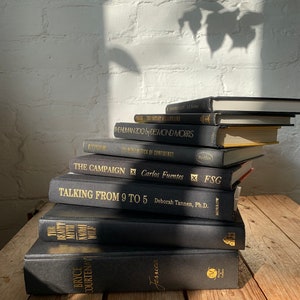 Black Book Stack, Black Stacked Books, Black Book Decor, Black Coffee ...