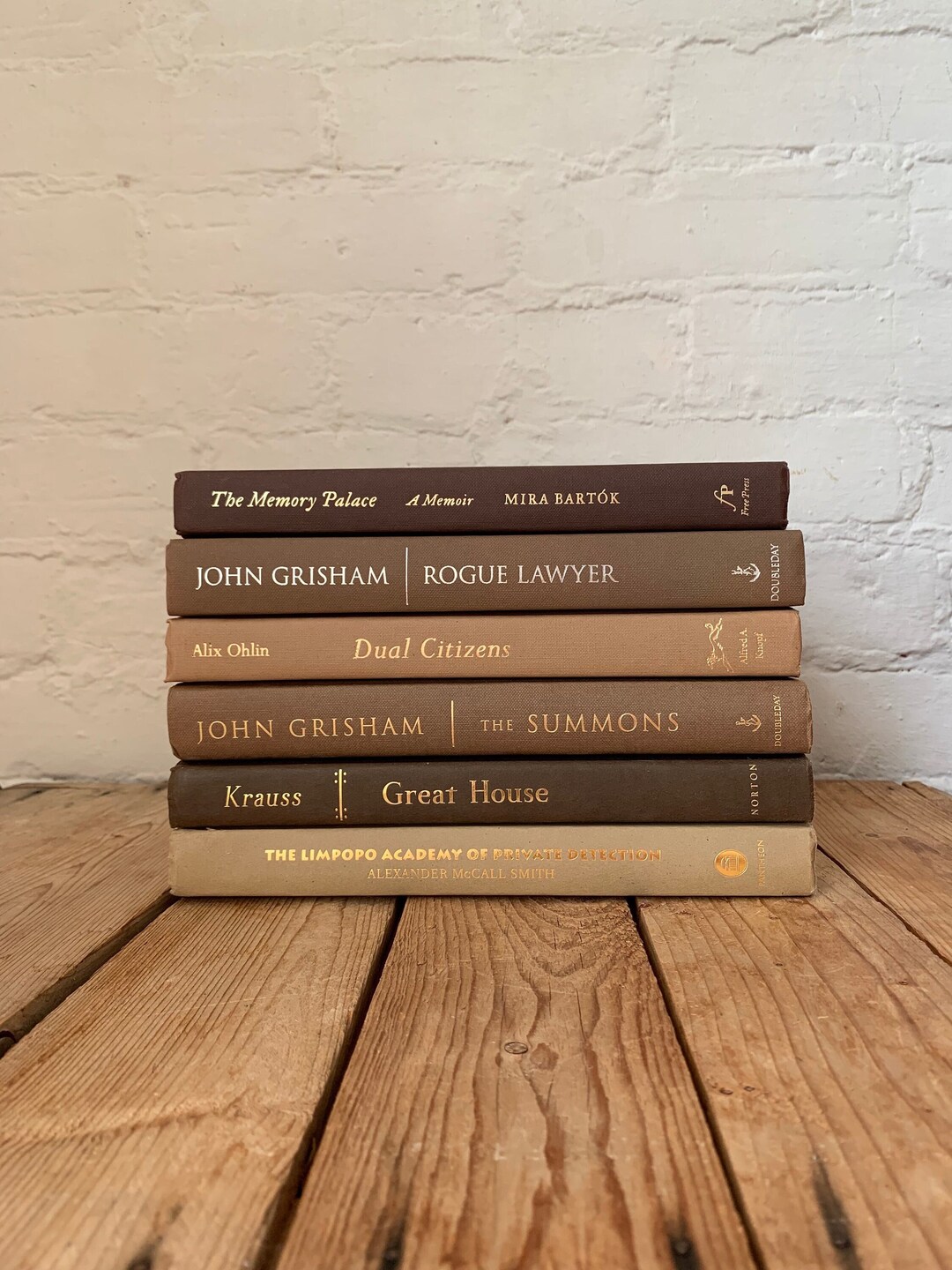 Brown Book Stack, Bundle of Aesthetic Brown Books for Bookshelf Styling ...