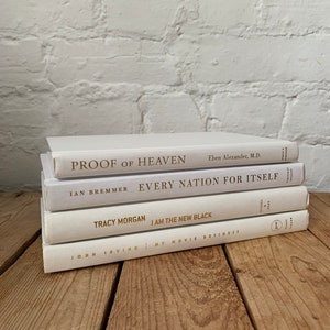 White Decor Books, Vintage Shelf Staging Books , White Staging Prop ...
