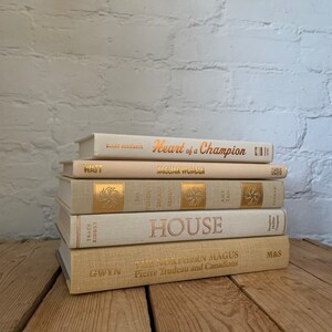 Gold Tone Set of Decorative Books, Neutral Book Decor, Luxury Staging ...