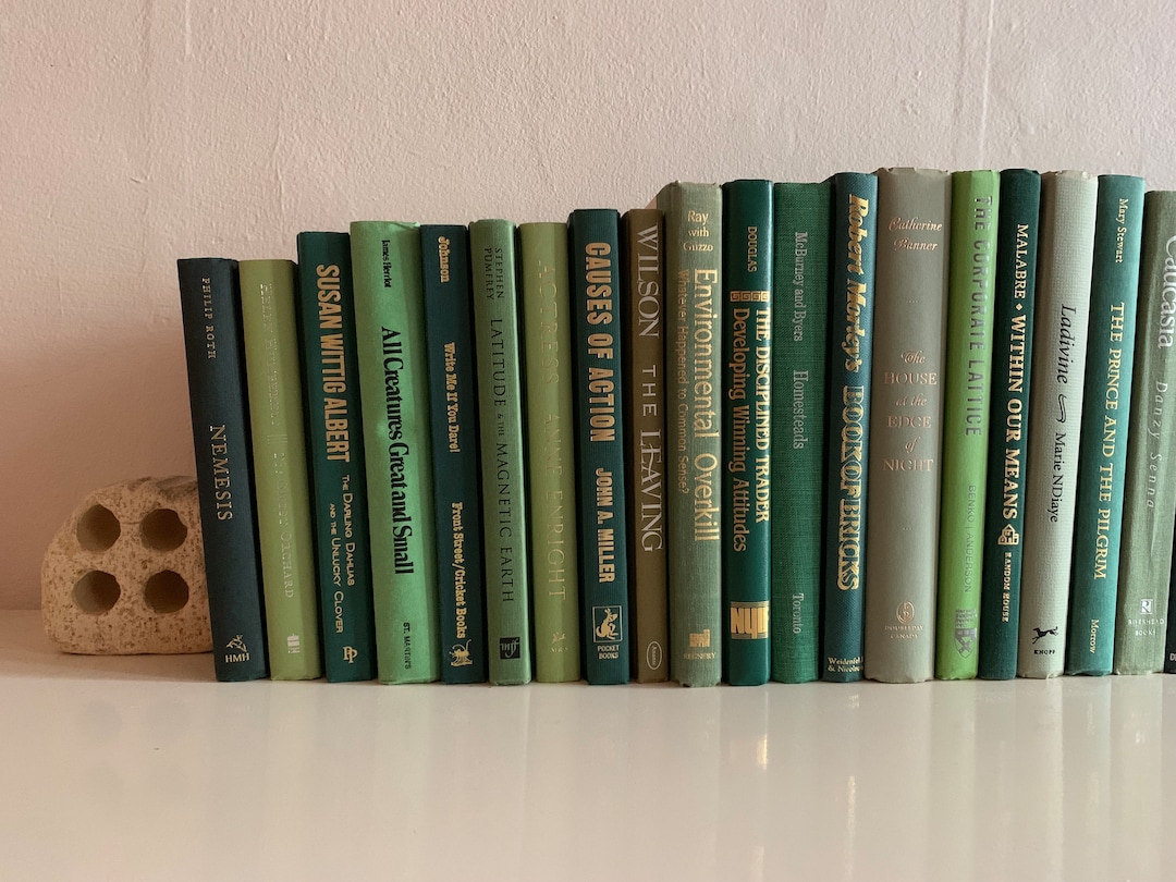 Green Decorative Books, Green Home Decor Books,green Book Decor, Green ...