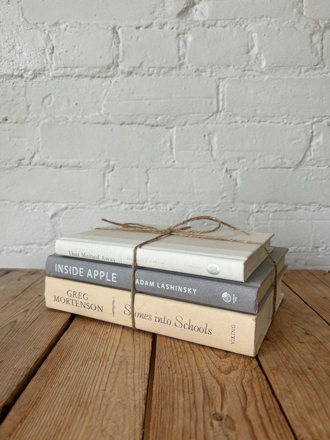 Neutral Decorative Book Bundles in White Gray and Cream, Curated Book ...