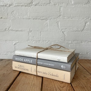 Neutral Decorative Book Bundles in White Gray and Cream, Curated Book ...