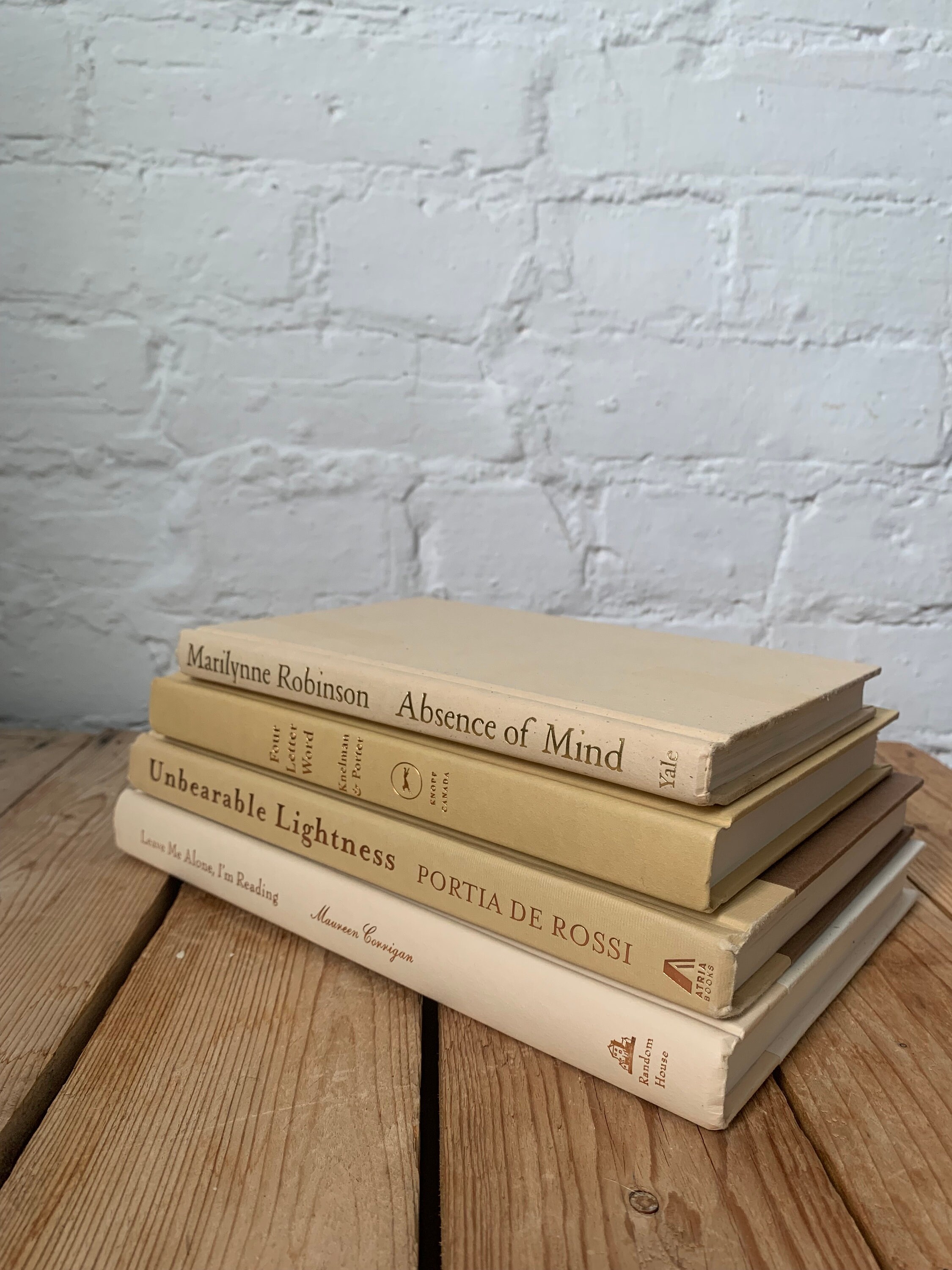 Tan Vintage Book Stack, Coffee Table Books, Shelf Decor Books, Neutral ...