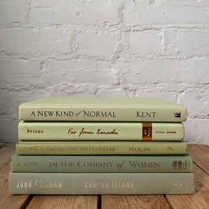 Lime Green Book Stack, Decorative Books, Mint Green Home Decor, Light ...