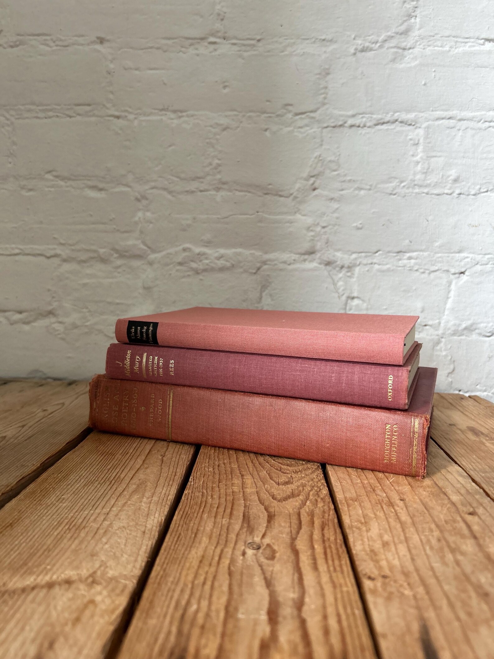Rose Staging Books, Soft Pink Bookshelf Decor, Blush Book Stack, Warm ...