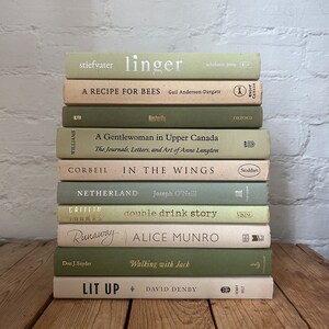Earthy Book Stack, Beige and Green Staging Books, Decorative Book Stack ...