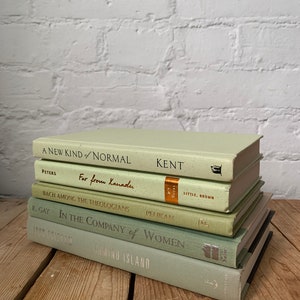 Lime Green Book Stack, Decorative Books, Mint Green Home Decor, Light ...