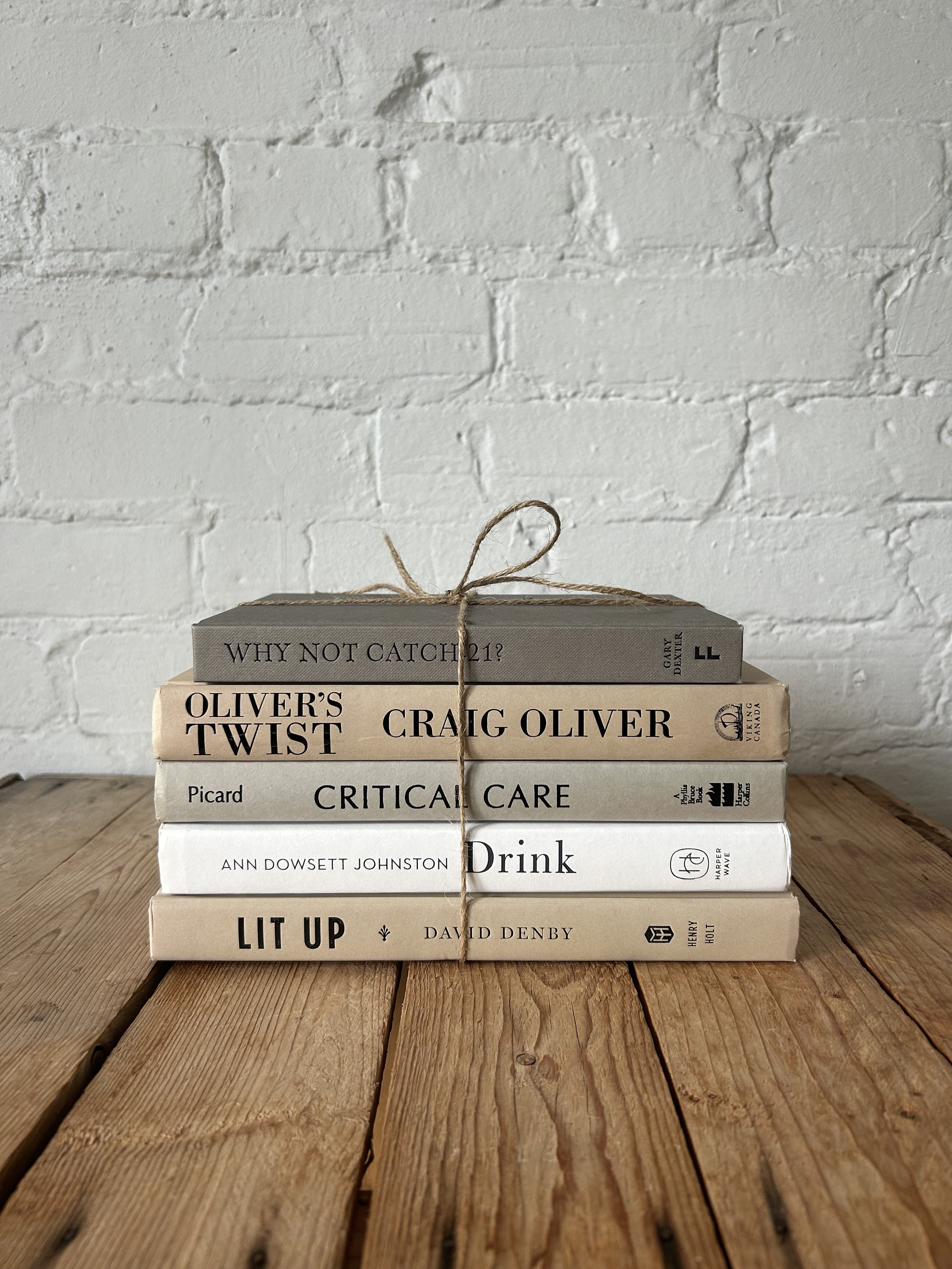 Custom Book Stack, White, Gray, Tan Books for Shelf Styling, Office ...
