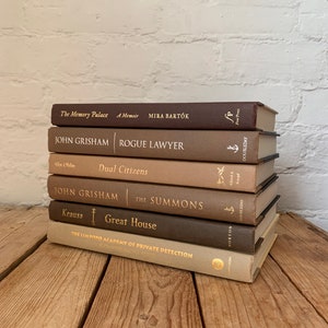 Brown Book Stack, Bundle of Aesthetic Brown Books for Bookshelf Styling ...
