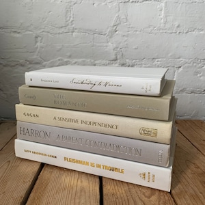 Taupe Book Stack, White, Gray, Beige, Ivory Book Decor, Grey Decorative ...
