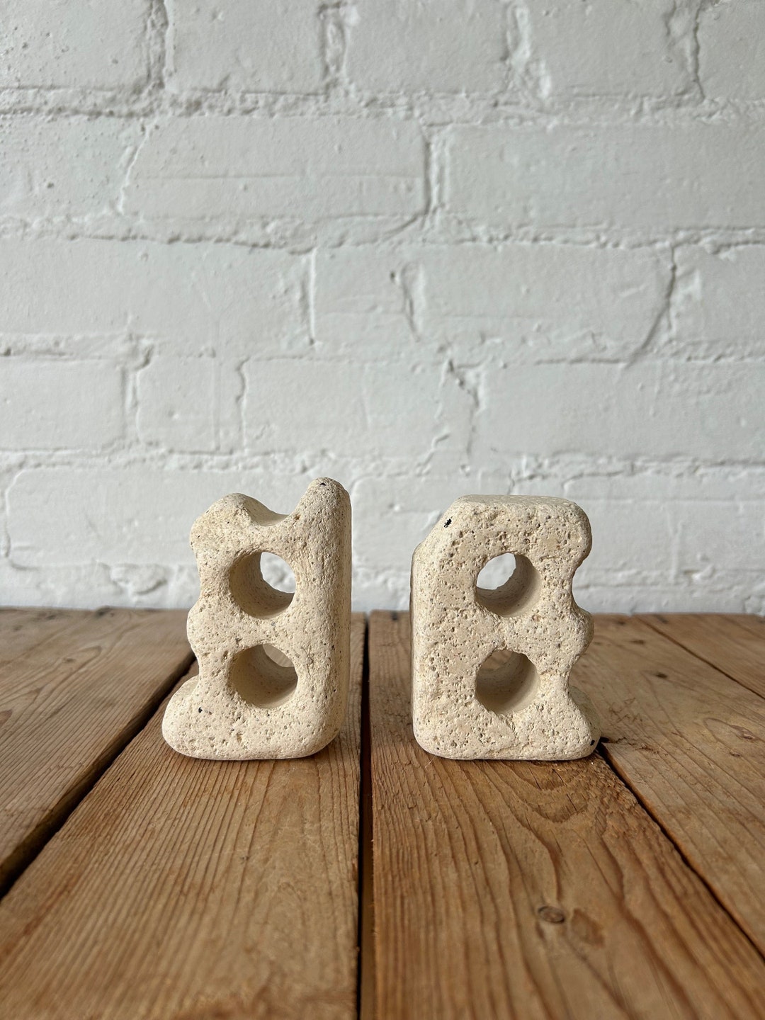 Ivory Bookends, Neutral off White Brick Bookends, Natural Stone ...