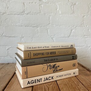 Custom Book Stack, White, Gray, Tan Books for Shelf Styling, Office Decor, Staging Books ...