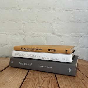 Tan White and Gray Book Stack, White Gray Tan Book Decor, Decorative ...