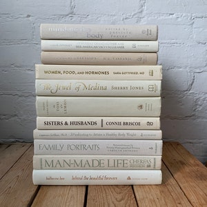 Ivory Staging Books, Decorative Book Stack, Vintage Books for Shelf ...
