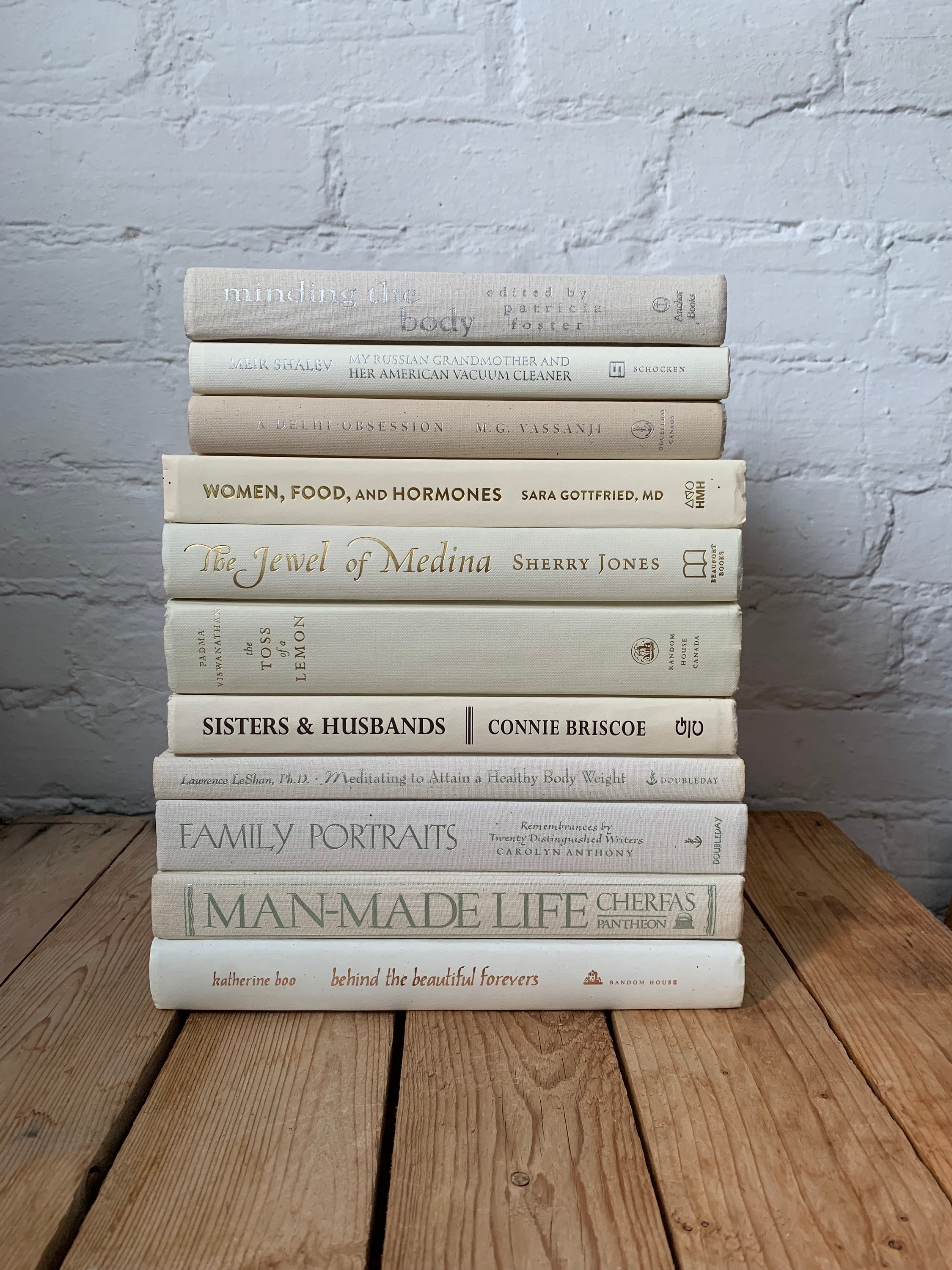 Ivory Staging Books, Decorative Book Stack, Vintage Books for Shelf ...