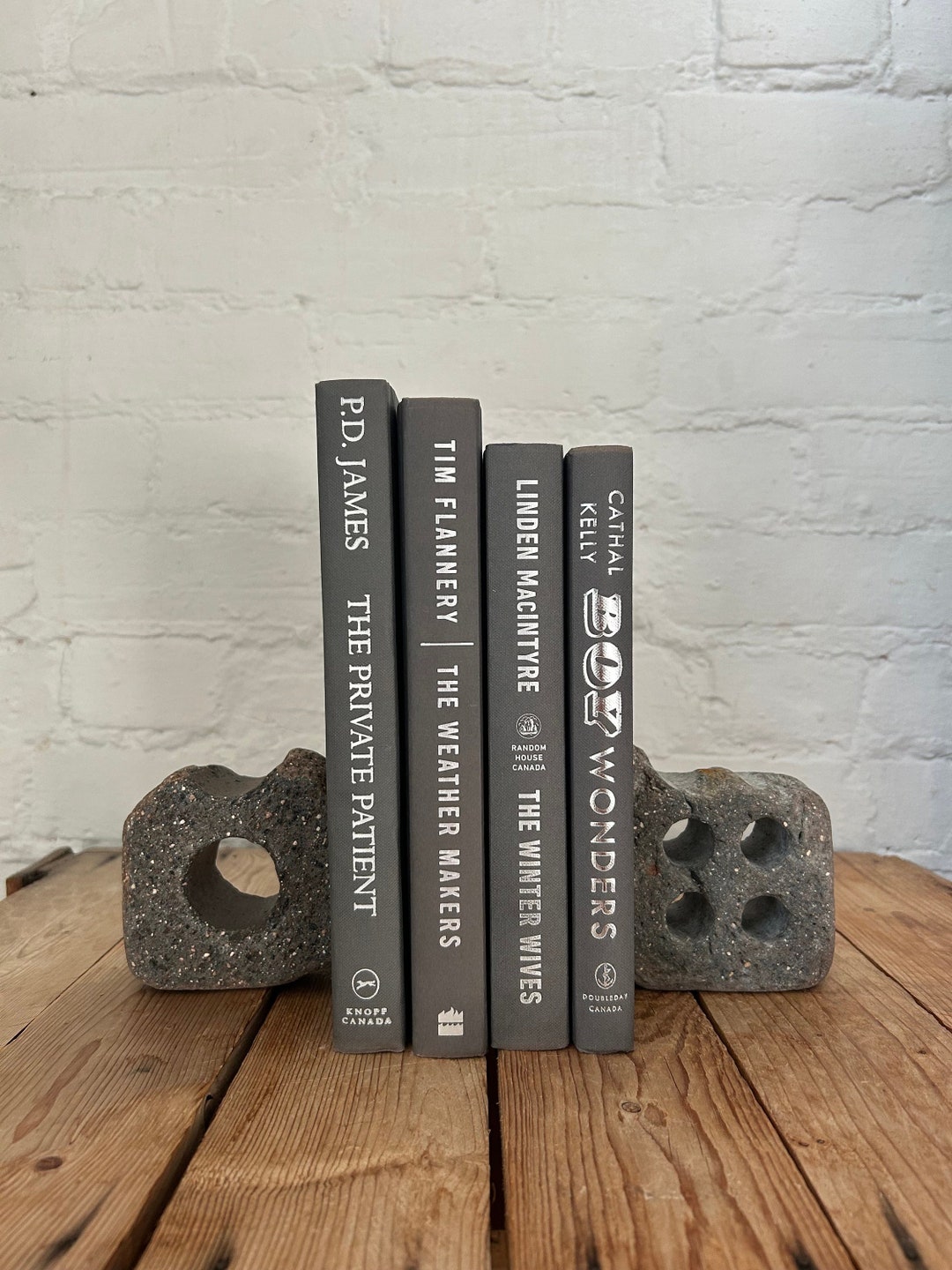 Gray Brick Bookends, Brick Bookends, Rustic and Natural Bookends ...