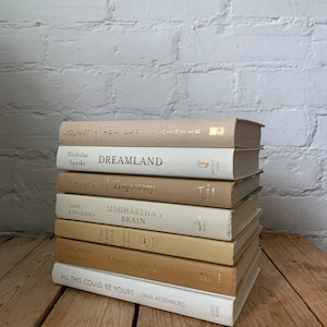 Cream and Taupe Book Stack, Ivory Book Decor, Cream and Ivory ...
