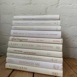 White Book Decor, White Home Decor, White Staging Books, Ivory Shelf ...