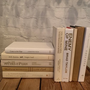 White and Beige Staging Books, Neutral Book Stack for Home Decor ...