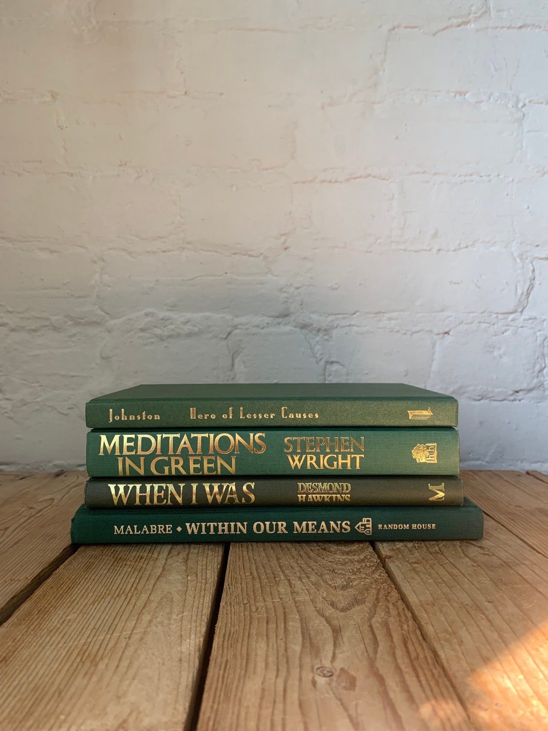 Green Decorative Book Stack, Green Home Decor, Bundle of Green Books ...