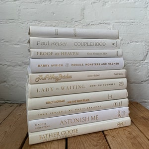 White Book Decor, White Home Decor, White Staging Books, Ivory Shelf ...