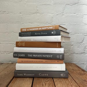 Brown White Gray Book Stack for Interior Design, Office Bookshelf Decor ...