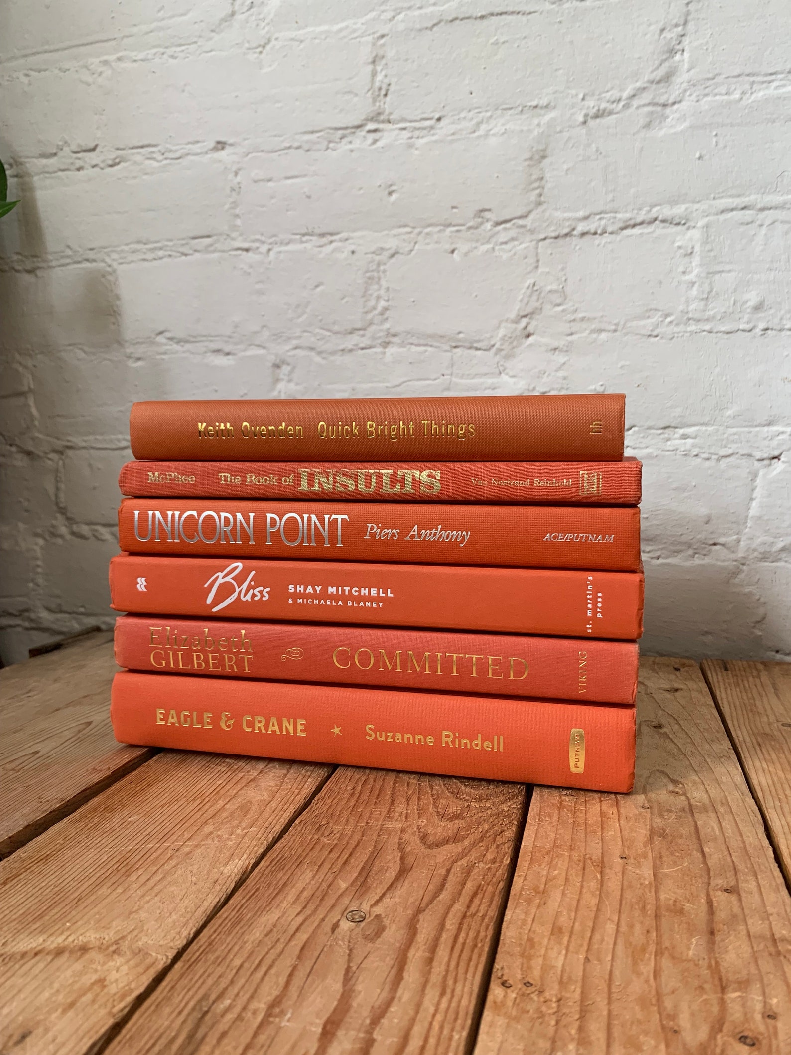 Orange Book Stack, Orange Book Decor, Decorative Display Books, Books ...