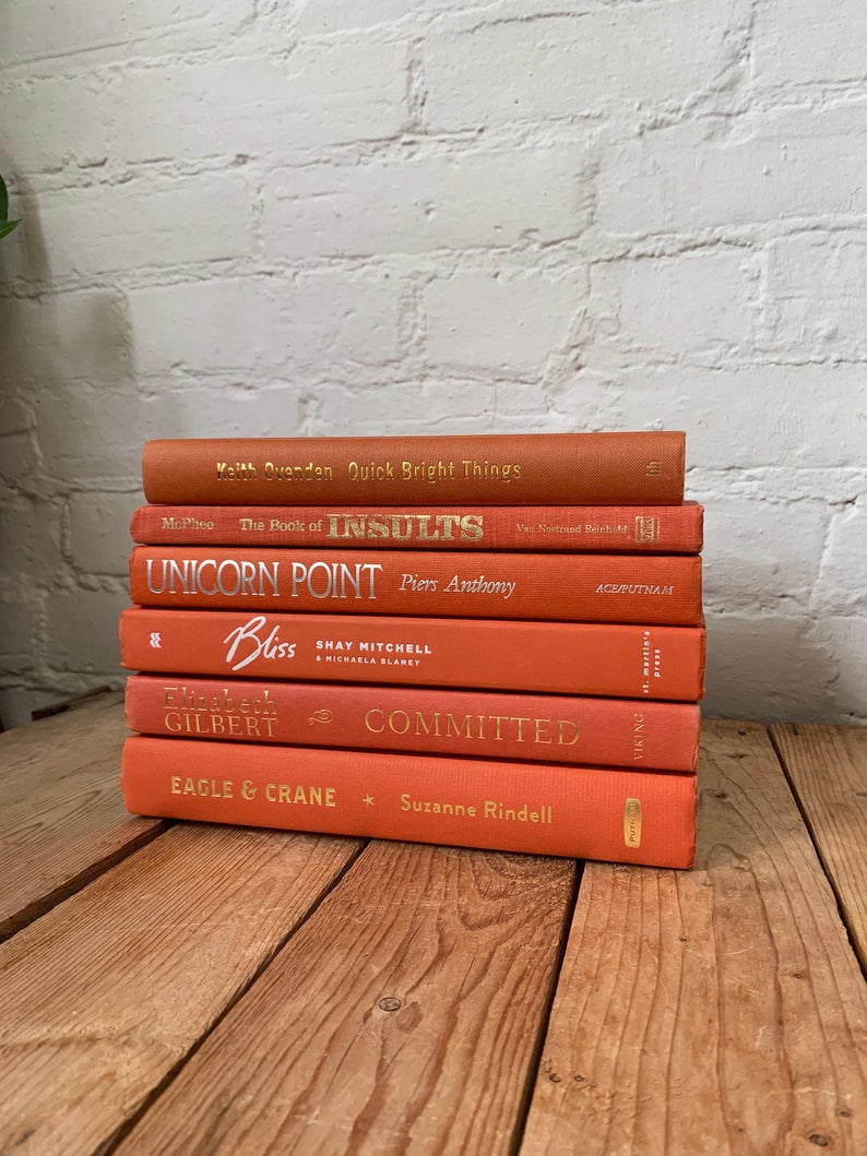 Orange Book Stack, Orange Book Decor, Decorative Display Books, Books ...