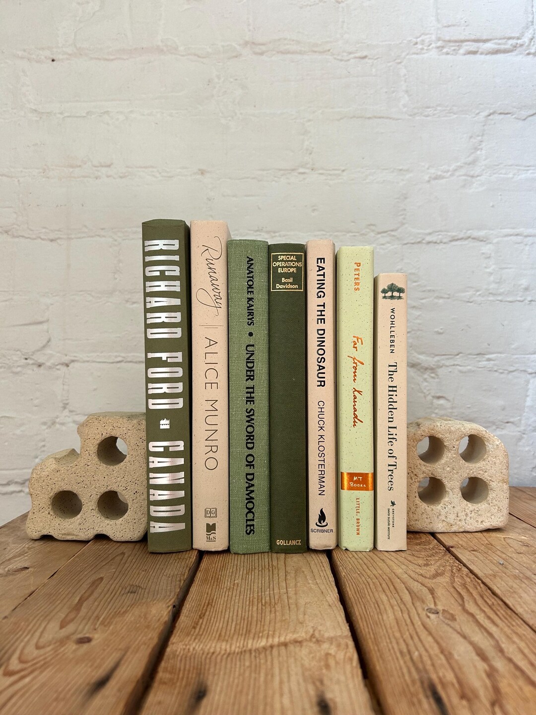 Green and Beige Staging Books, Aesthetic Book Stack, Decorative Stack ...