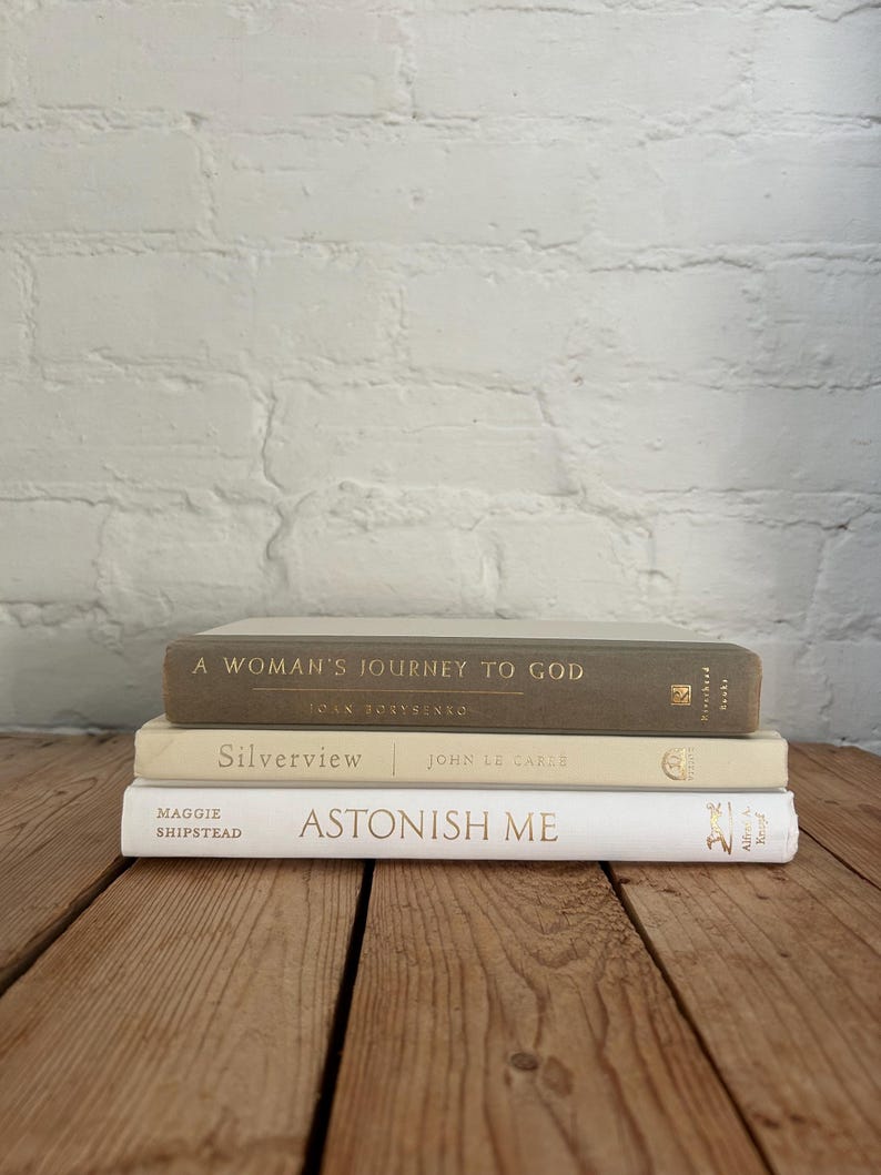 Neutral Book Stack, Luxury Staging Books, Decorative Books for Shelf ...