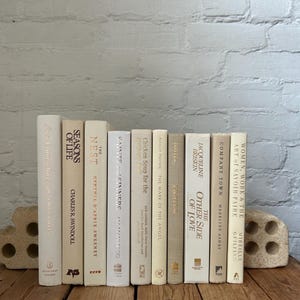 Soft Neutral Books for Decorating, Luxury Staging Book Stack, Light ...