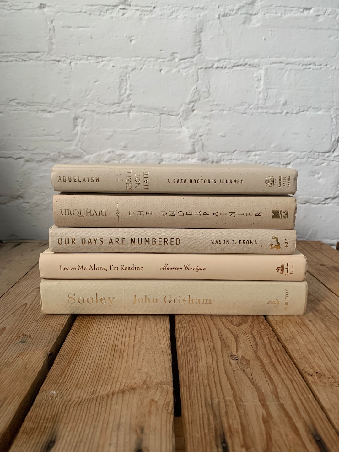 Beige Book Stack, Book Decor, Beige Bookshelf Decor, Beige Decorating ...