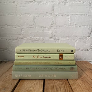 Lime Green Book Stack, Decorative Books, Mint Green Home Decor, Light ...