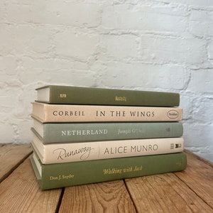 Earthy Book Stack, Beige and Green Staging Books, Decorative Book Stack ...