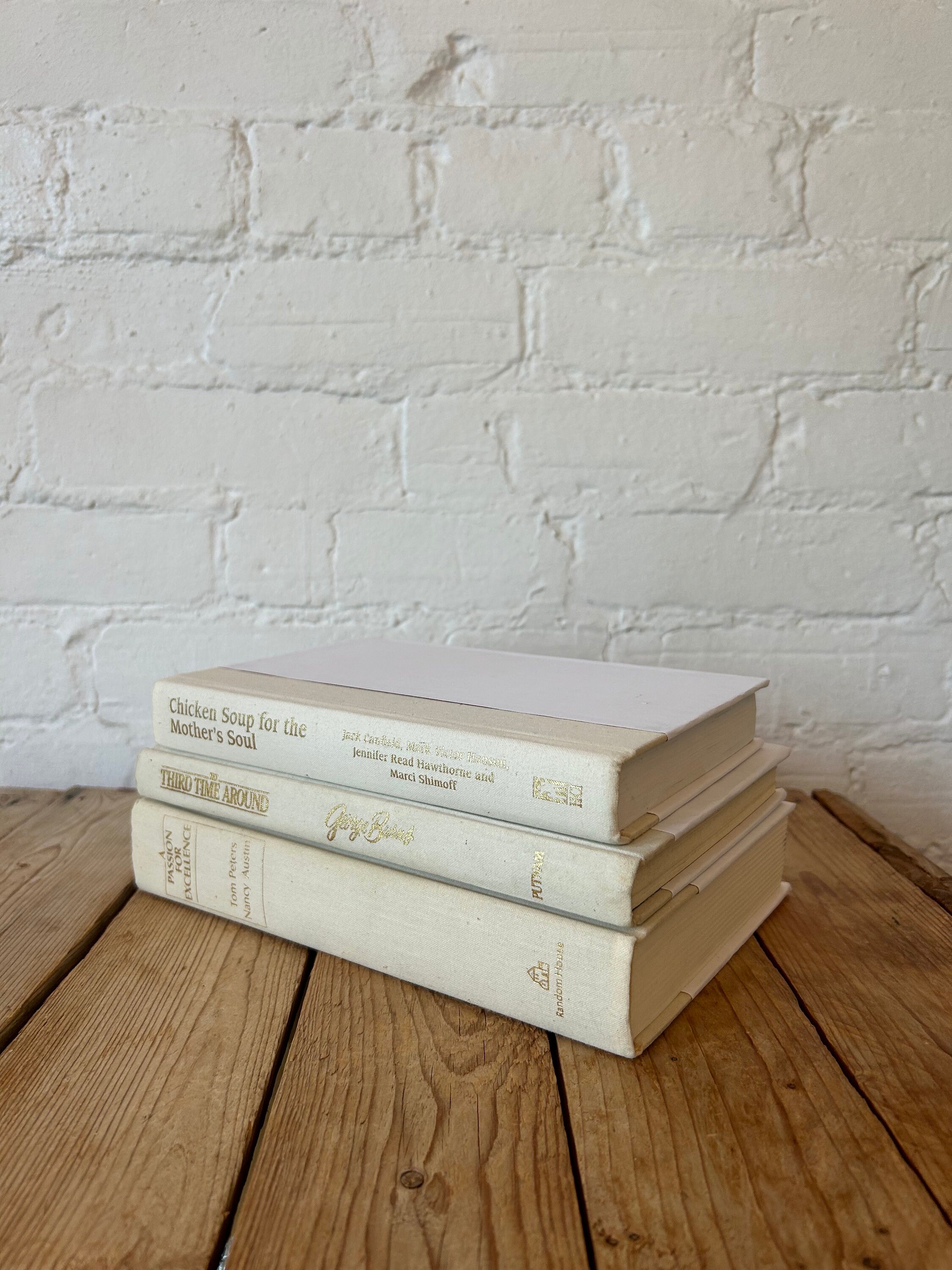 Ivory Staging Books, Decorative Book Stack, Vintage Books for Shelf ...